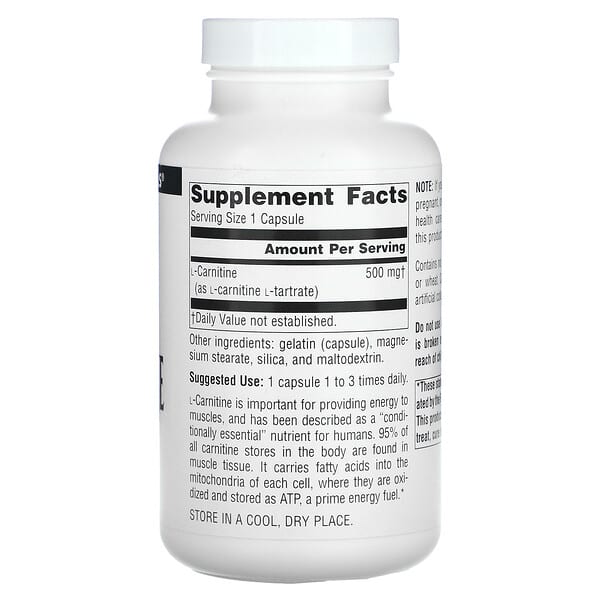 L-Carnitine 500mg Source Naturals - Hỗ trợ sức khỏe tim mạch