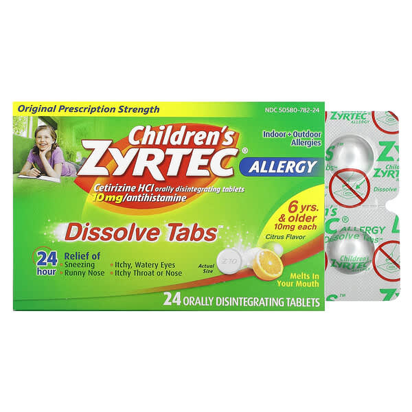 Zyrtec Trẻ Em Dị Ứng 10mg Vị Cam 24 Viên