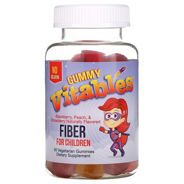 Vitables Gummy Fiber for Children Gelatin-Free Assorted Fruit Flavors 60 Vegetarian Gummies Mỹ ...